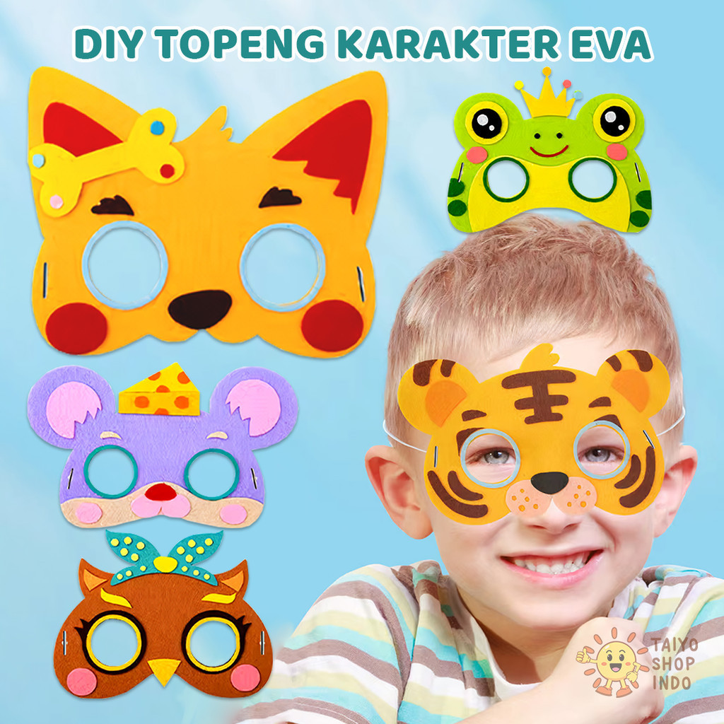 Jual TAIYO DIY Topeng Karakter Kertas EVA Hewan Animal Mask Flanel Anak ...
