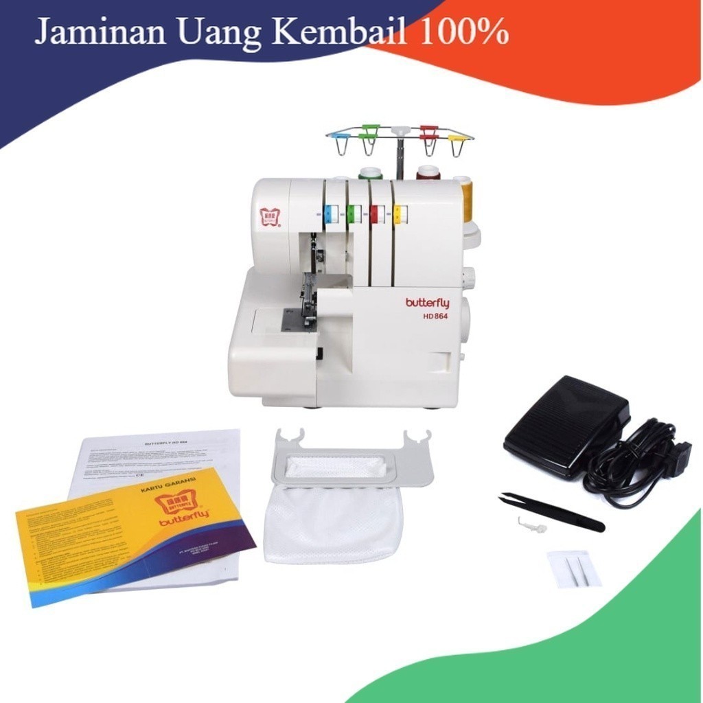Jual MESIN JAHIT OBRAS BENANG 4 NECI BUTTERFLY 864 HEAVY DUTY HD864 PORTABLE | Shopee Indonesia