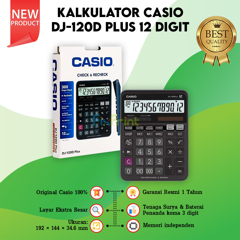 Jual Casio DJ 120D Calculator Plus Check & Correct Kalkulator Desktop New | Shopee Indonesia