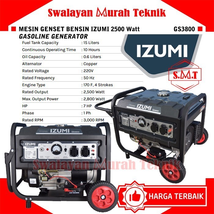 Jual IZUMI NLG GS3800 MESIN GENSET GENERATOR LISTRIK BENSIN 2500 WATT | Shopee Indonesia