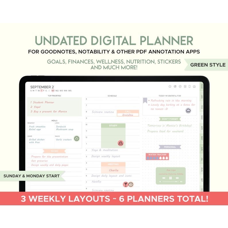Jual Digital Undated Planner Bujo Bullet Journal Tracking for GoodNotes ...