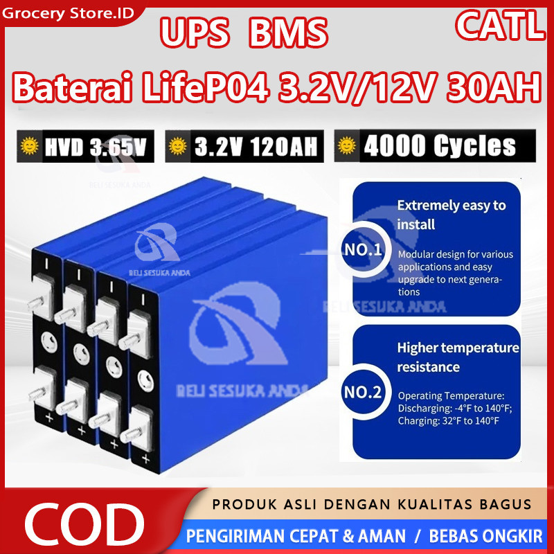 Jual UPS BMS 12V 30AH Baterai Lifepo4 3.2v 30AH/50AH Baru Elektrik Baterai Lithium LIFEPO4 3.2V ...