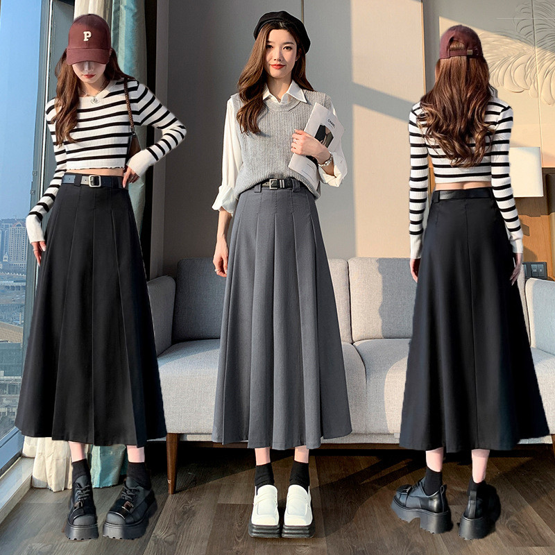Jual S~6XL Rok Lipit Pinggang Tinggi Wanita Gaya Korea Gaya Terbaru Rok ...