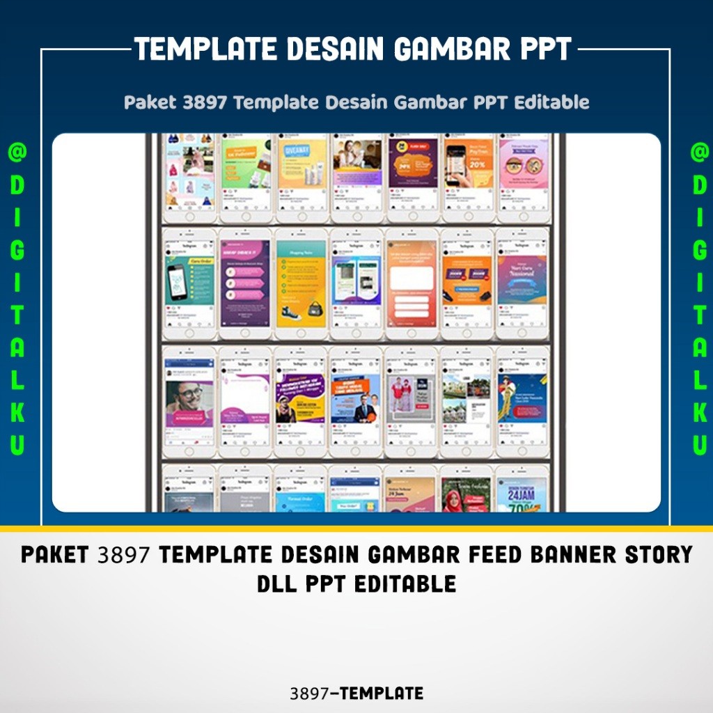 Jual Paket 3897 Template Desain Gambar Feed Banner Story Dll PPT Editable | Shopee Indonesia