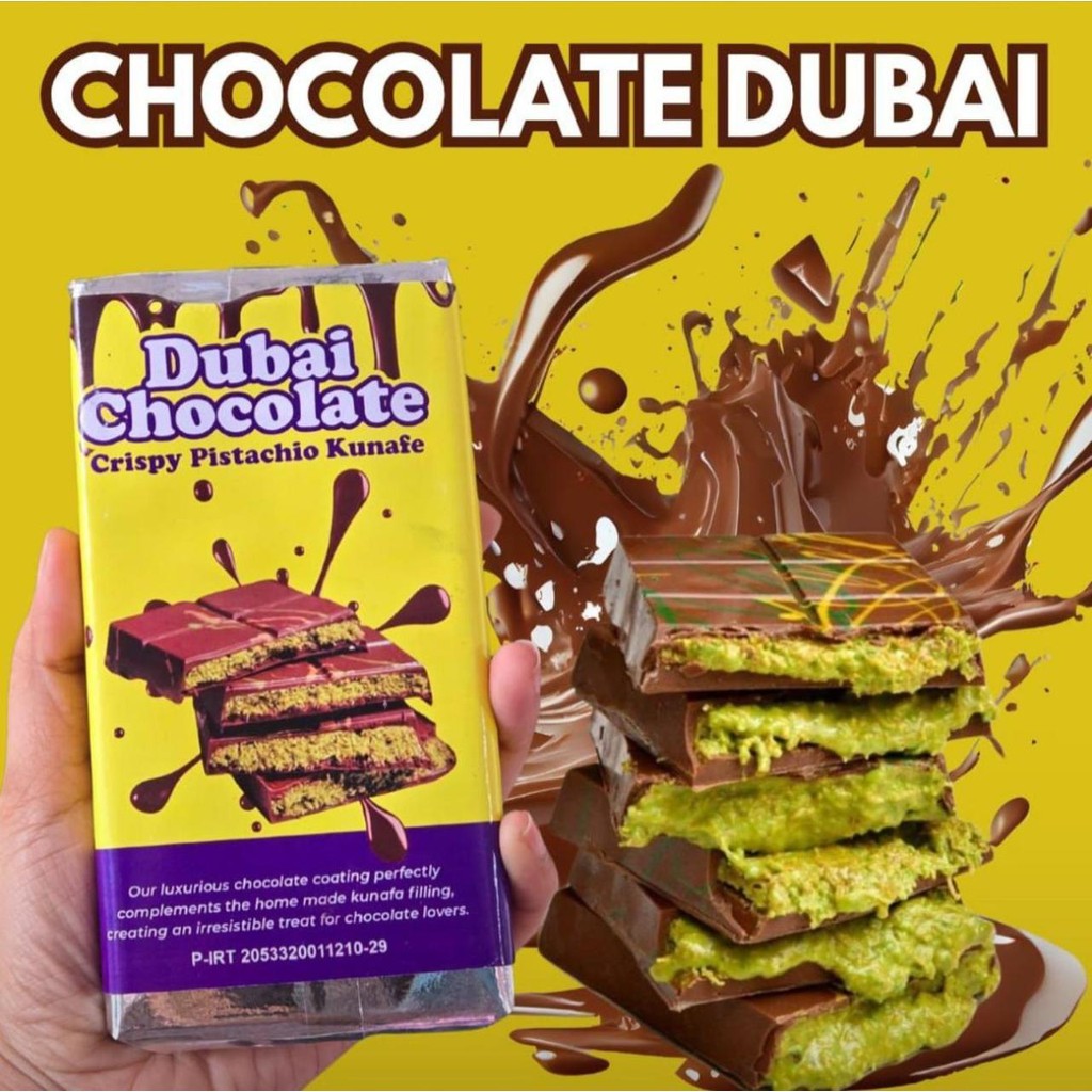 Jual COKLAT DUBAI Viral pistachio kunafe Chocolate original ukuran 16x8 ...
