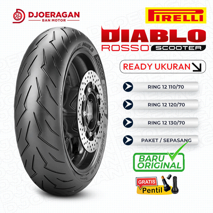 Jual BAN MOTOR VESPA PIRELLI DIABLO ROSSO SCOOTER RING 12 110/70 120/70 130/70 Sepasang / Satuan ...