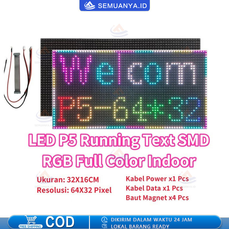 Jual 【Ready Stock】Panel Module Modul LED P5 Running Text SMD RGB Full ...