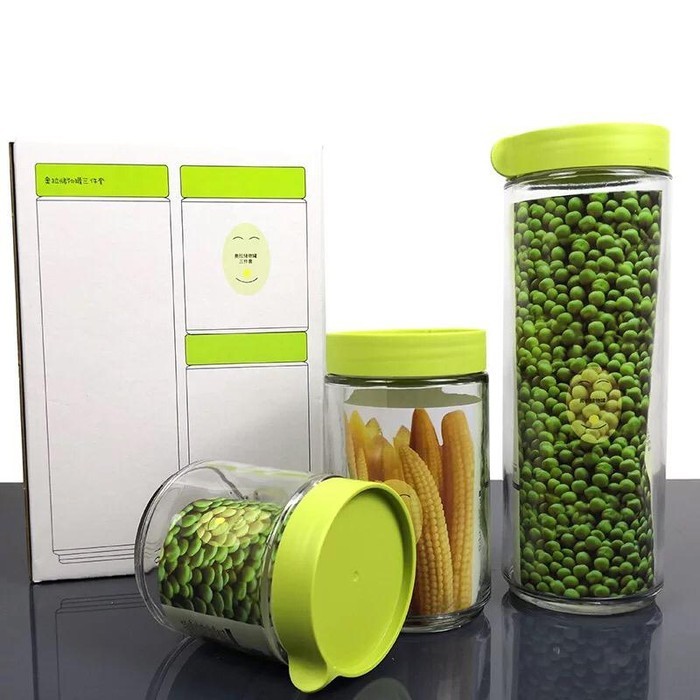 Jual Set isi 3 Kotak Toples Kaca Bening Transparan Tebal Makanan ...