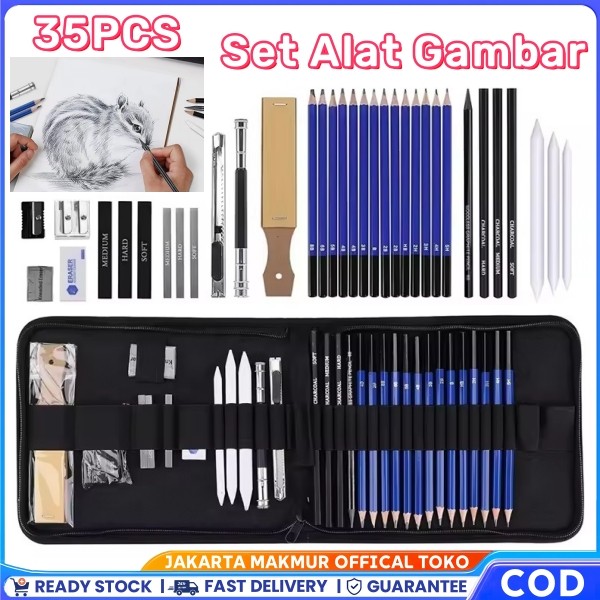 Jual Drawing Pencil Set Alat Gambar 35pcs Set Lukisan Pensil Gambar ...