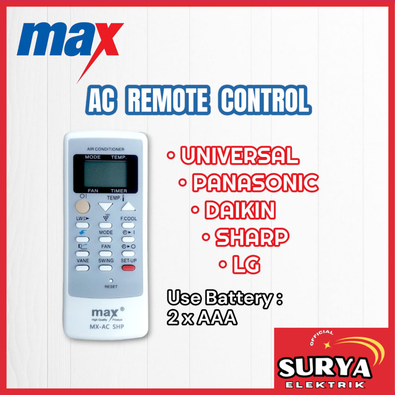 Jual Remote AC Pendingin Udara MAX Pengganti Universal / LG / Panasonic ...