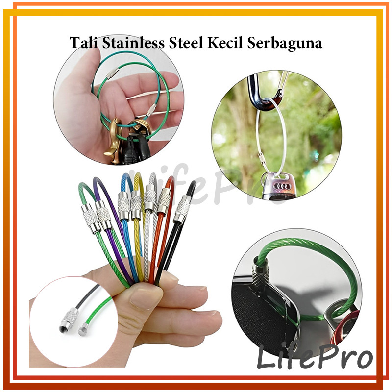 Jual Tali Carabiner / Karabiner Stainless Steel Wire Keys Hanging / Tali Stainless steel Kecil ...