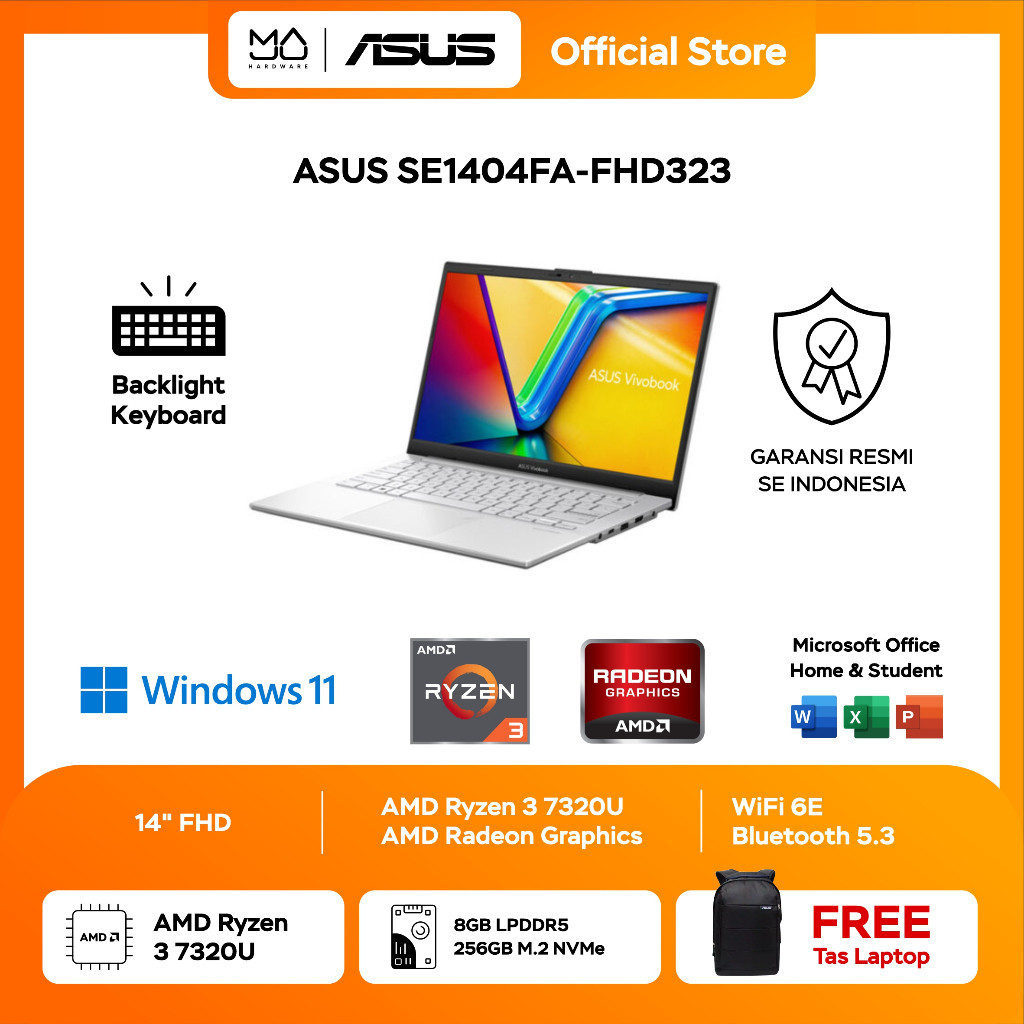 Jual Laptop Asus E1404FA FHD323 Ryzen 3 7320U 8GB 256GB W11 - Garansi ...