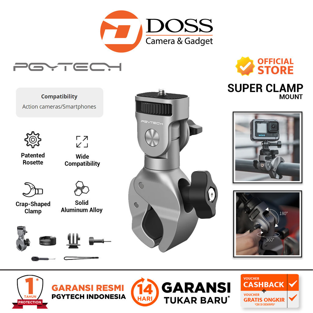 Jual PGYTECH Super Clamp Mount for Action Cam & Smartphone | Shopee ...