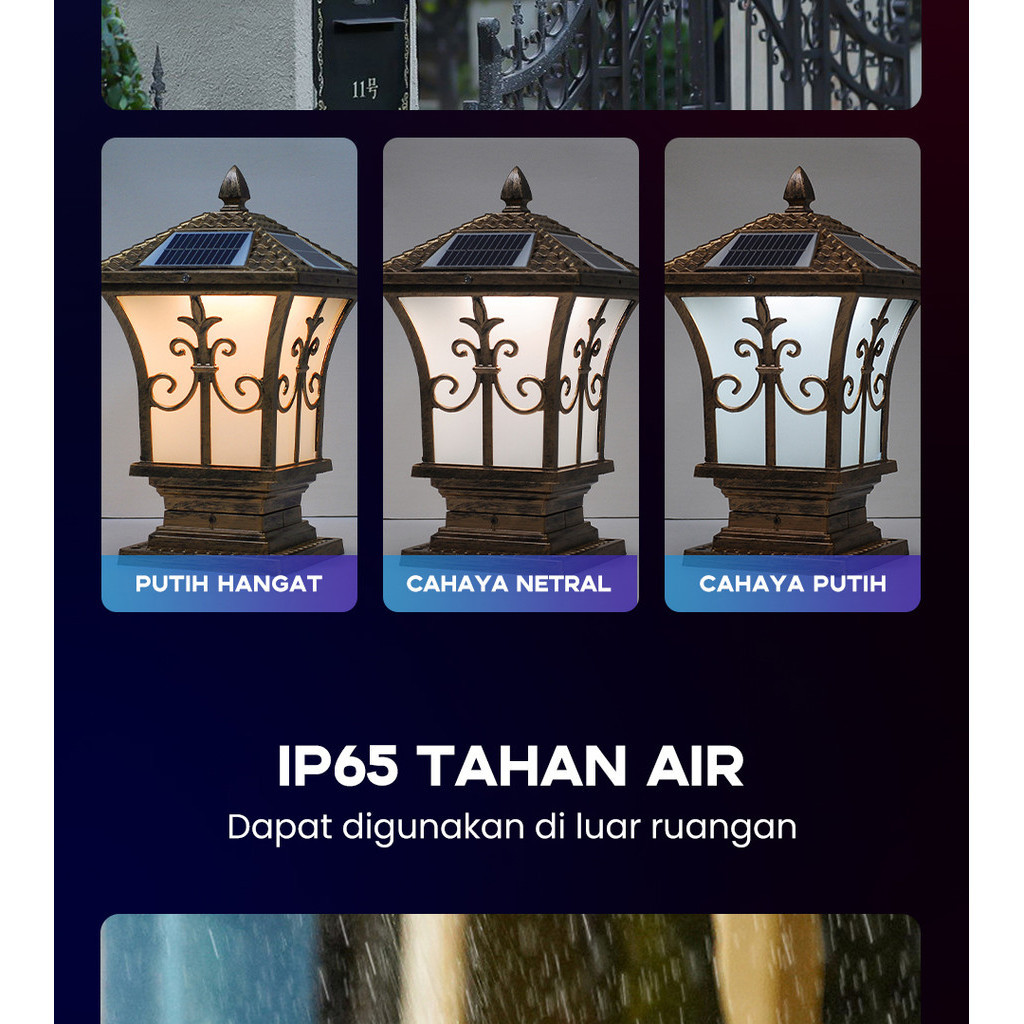 Jual HAN RIVER 10W Lampu Taman Tenaga Matahari 3Warna Outdoor Lampu ...