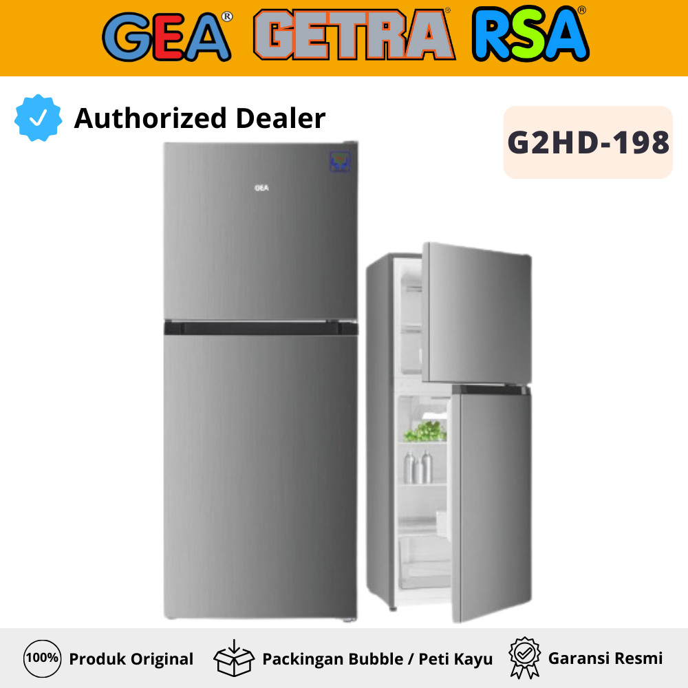 Jual Kulkas 2 Pintu GEA G2HD 198 G2HD-198 Top Mount Fridge Freezer Inox ...