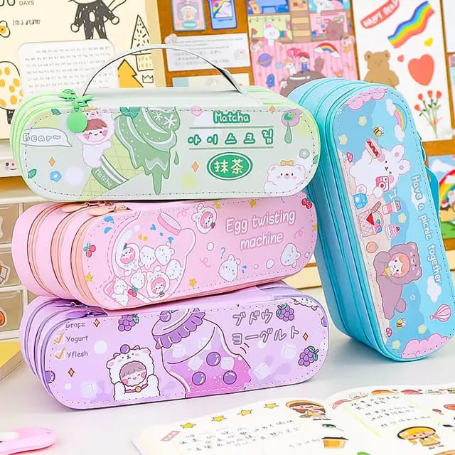 Jual ( Mia ) K006 Kotak Pensil 3 Layer Korean Style Pencil Case ...
