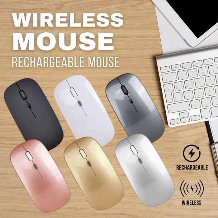 Jual Mouse Wireless Rechargeable Silent Click Slim 2.4G Wireless RGB ...