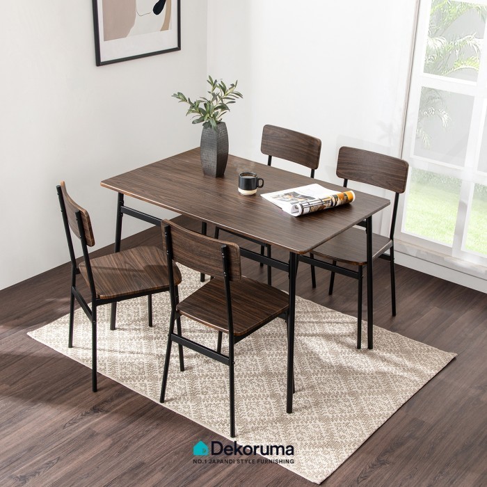 Jual Dekoruma TOSHI Set Meja Makan dengan 4 Kursi Walnut Hitam | Shopee ...