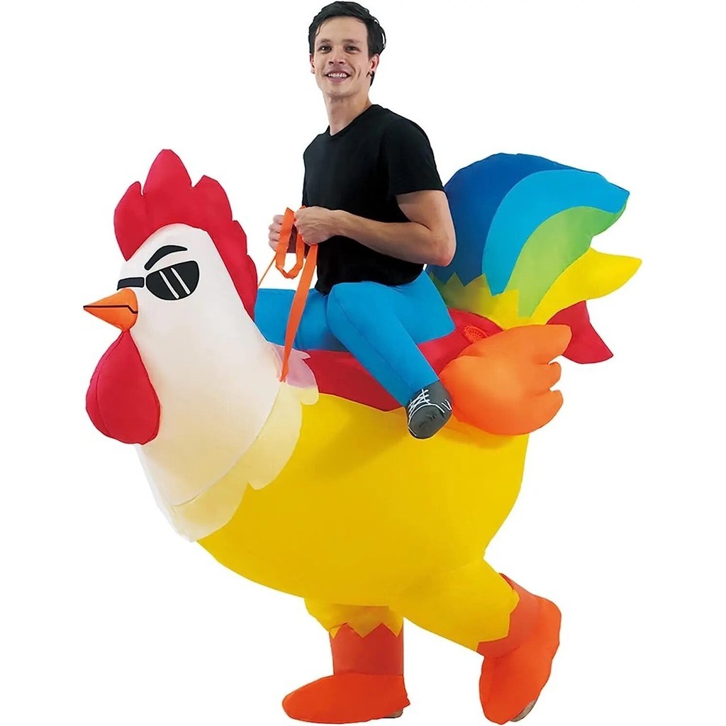 Jual Inflatable Costume Rooster Ride on Chicken Costume Adult Halloween ...