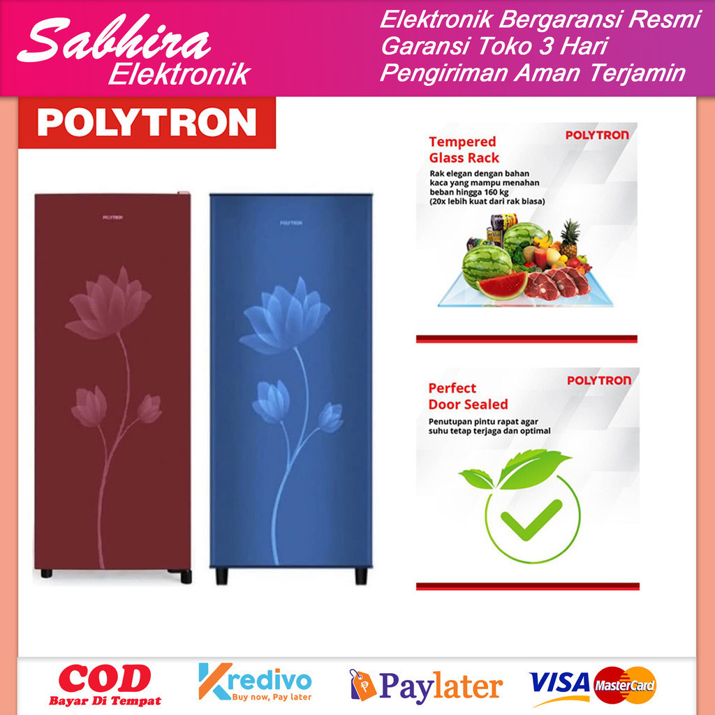Jual Kulkas 1 pintu polytron belleza 180 liter series prb 189 R/B no ...