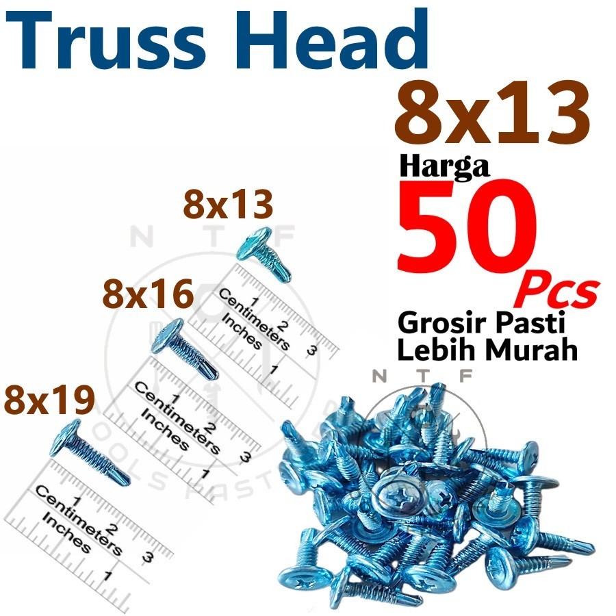 Jual (50pcs) 8x13 Sekrup Roofing Truss Head SDS 8 x 13 mm / Skrup Truss ...