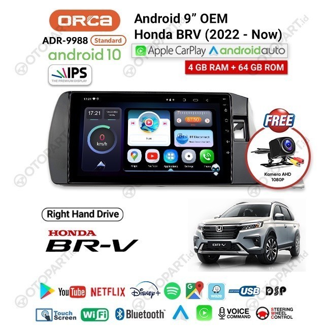 Jual Head Unit Android Auto CarPlay 9″ inch Honda New BRV 2022 ORCA ...