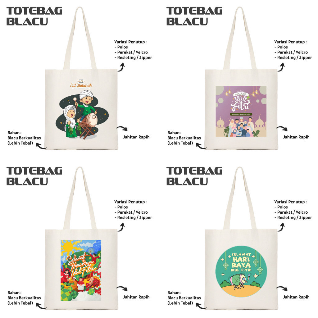 Jual Tas Tote Bag Totebag Selamat Hari Raya Idul Fitri Eid Mubarak Marhaban Ya Ramadhan | Shopee ...