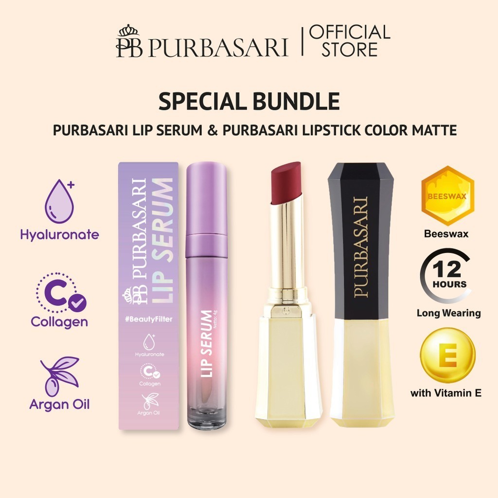 Jual [KOMBO HEMAT] Purbasari Lipstick Color Matte + Lip serum ...