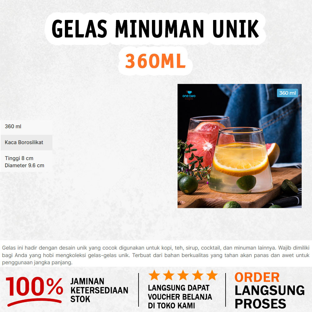 Jual Gelas Minuman Unik Kopi Teh Borosilicate Glass 360 ml | Transparant | Shopee Indonesia