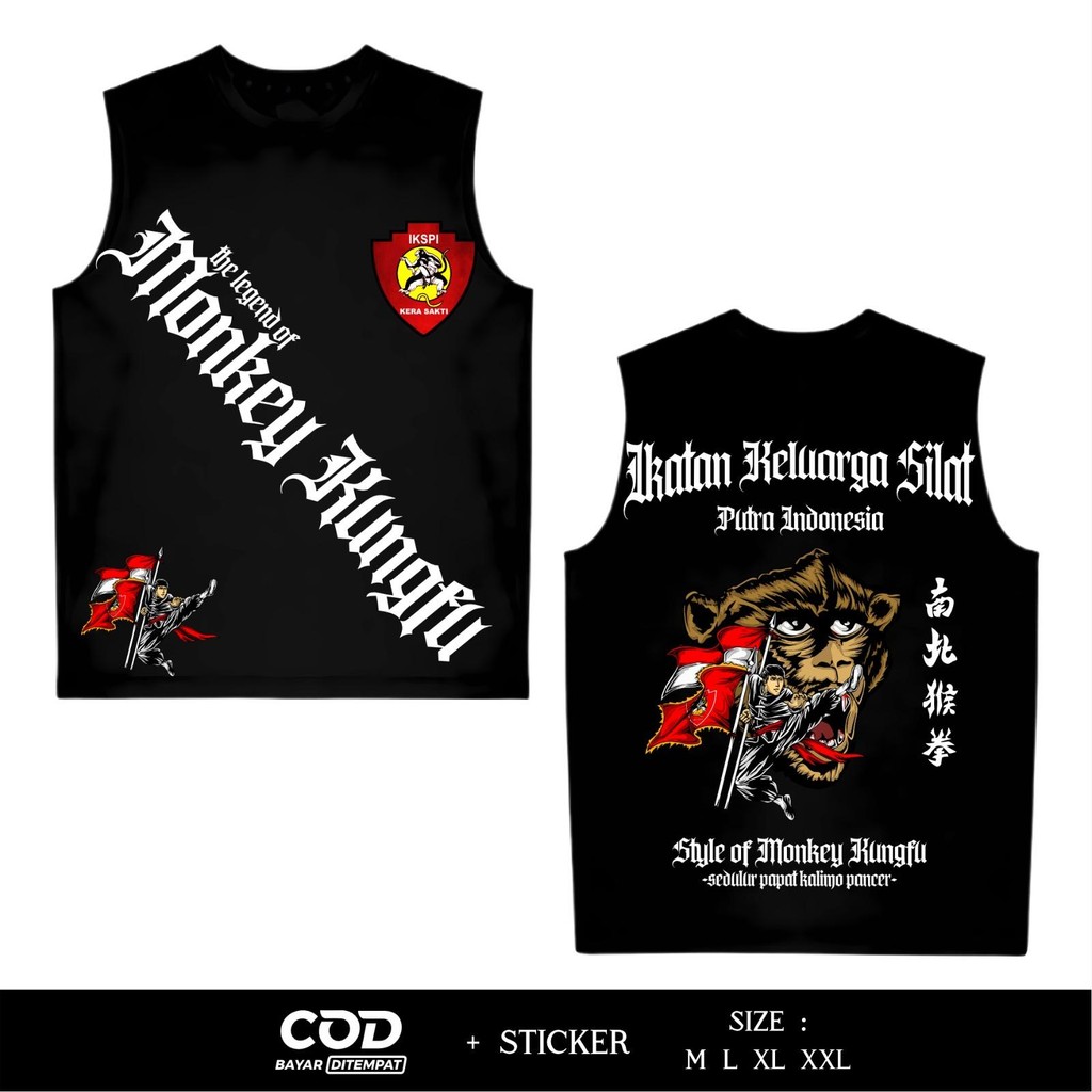 Jual Kaos Singlet Distro Sablon DTF Perguruan Pencak Silat IKSPI Motif The Legend of Monkey ...