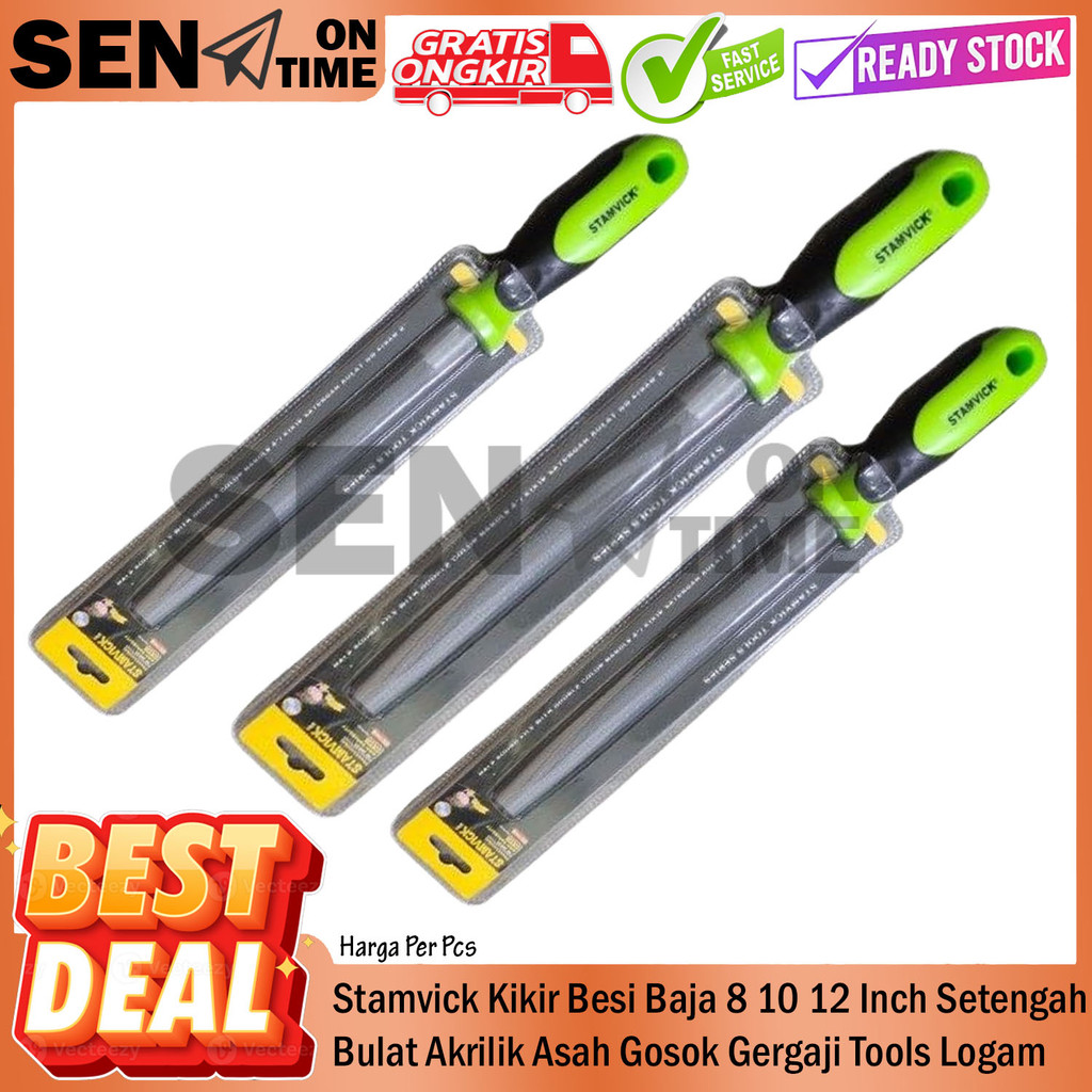 Jual Stamvick Kikir Besi Baja 8 10 12 Inch Setengah Bulat Plat Akrilik ...