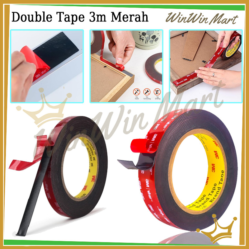 Jual Double Tape 3m Merah/Double Tip Lem 2 Sisi Kecil Besar 3M* 20mm/Merah Foam PE Lem Bolak ...