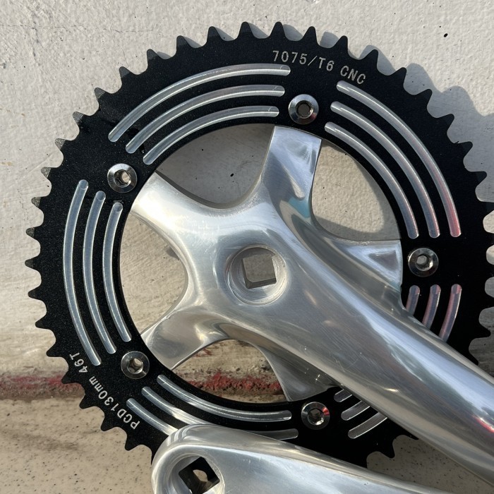 Jual CRANK FIXIE 46T ALLOY SILVER HITAM CHROME ALUMINIUM 46 T BCD 130 ...
