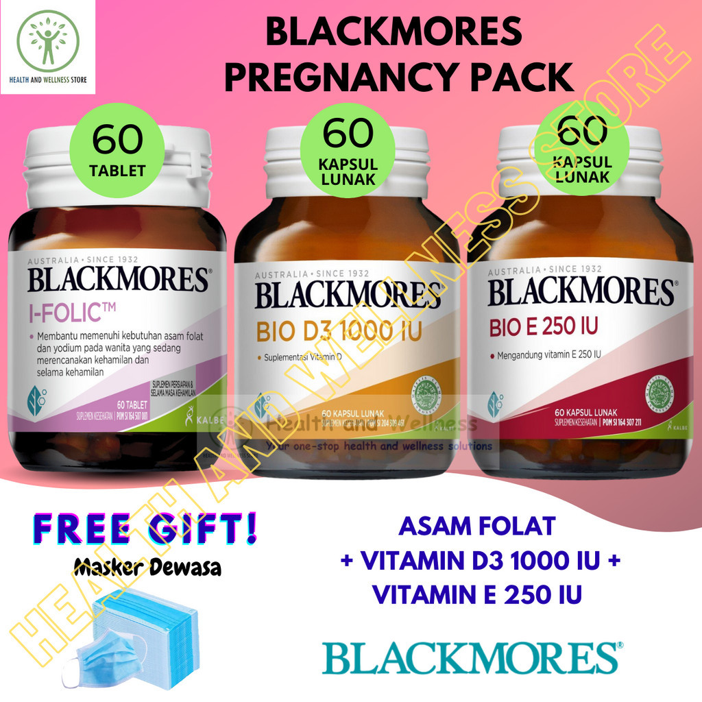 Jual Blackmores I Folic 60 Tablet Bio D3 1000 IU 60 Kapsul Lunak Bio E 250 IU 60 Kapsul Lunak ...
