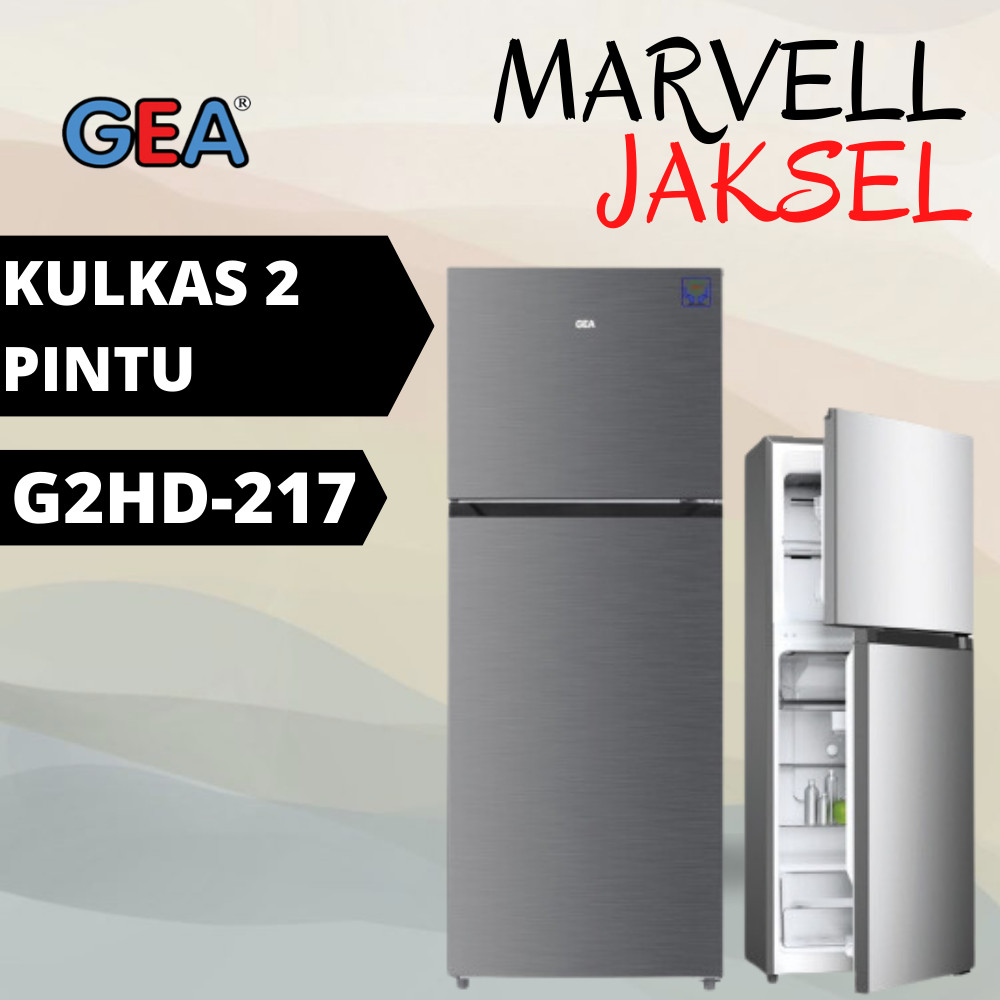 Jual Kulkas 2 Pintu Gea G2HD 217 G2HD-217 Top Mount Fridge Freezer Inox ...