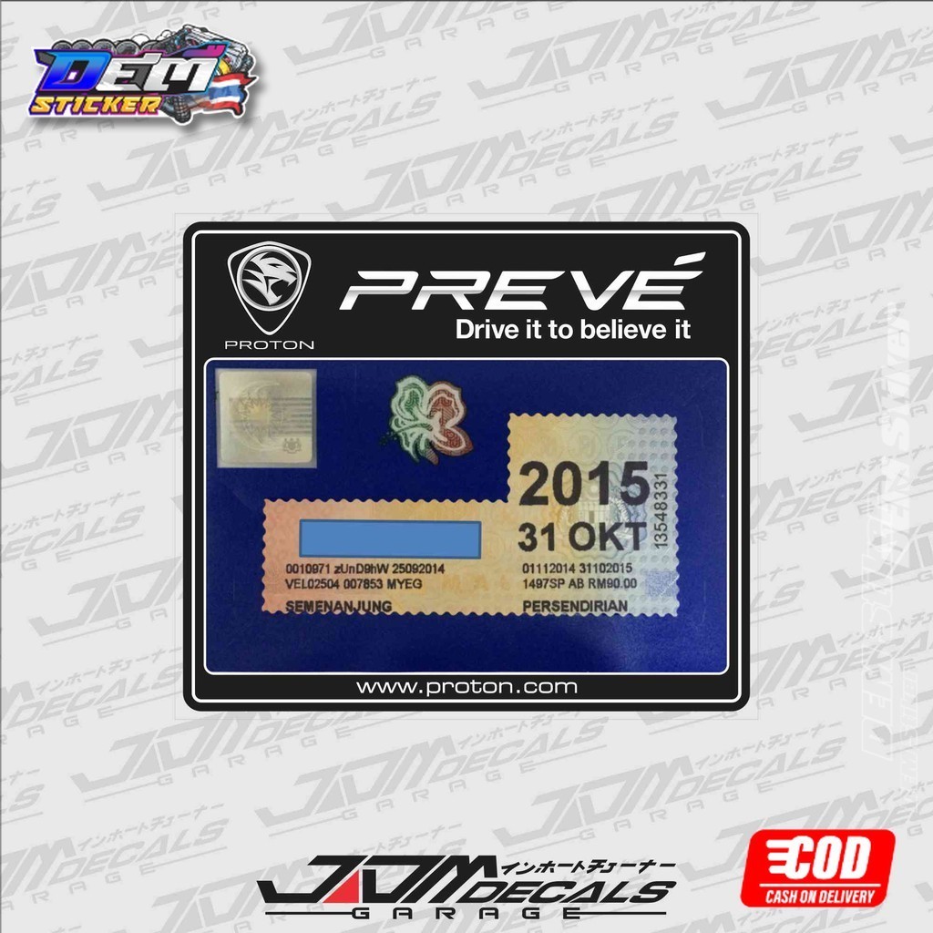 Jual Stiker Proton Preve Roadtax Decal Sticker Premium | Shopee Indonesia