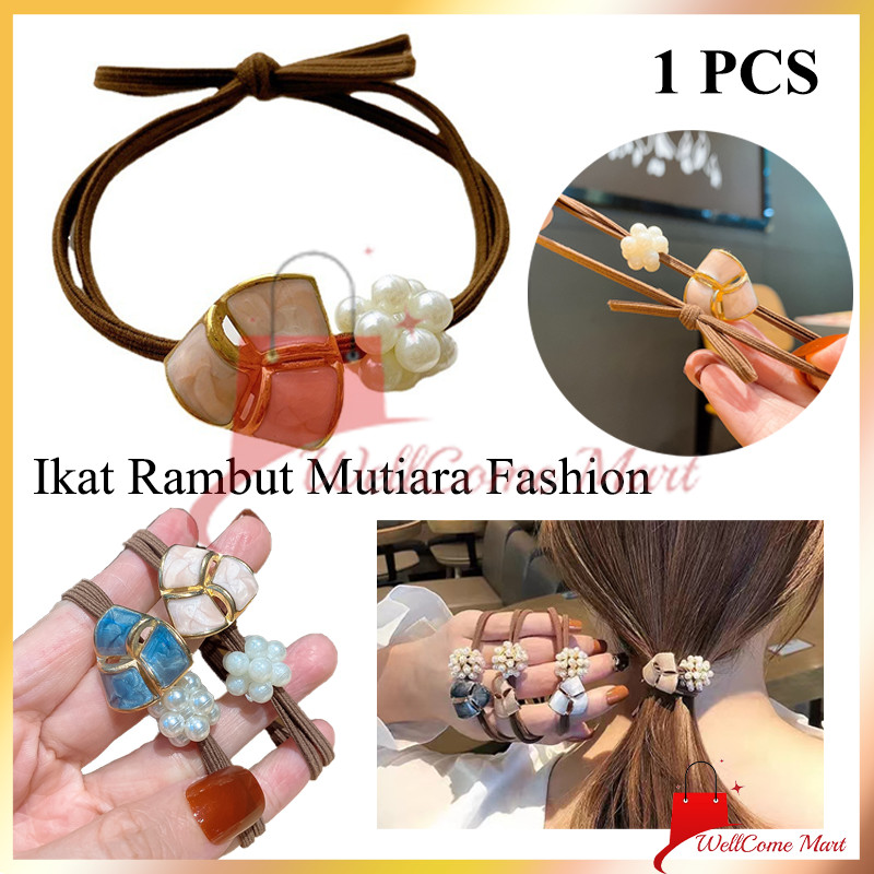 Jual Ikat Rambut Korea Mutiara Crystal / Ikat Rambut Mutiara Fashion ...
