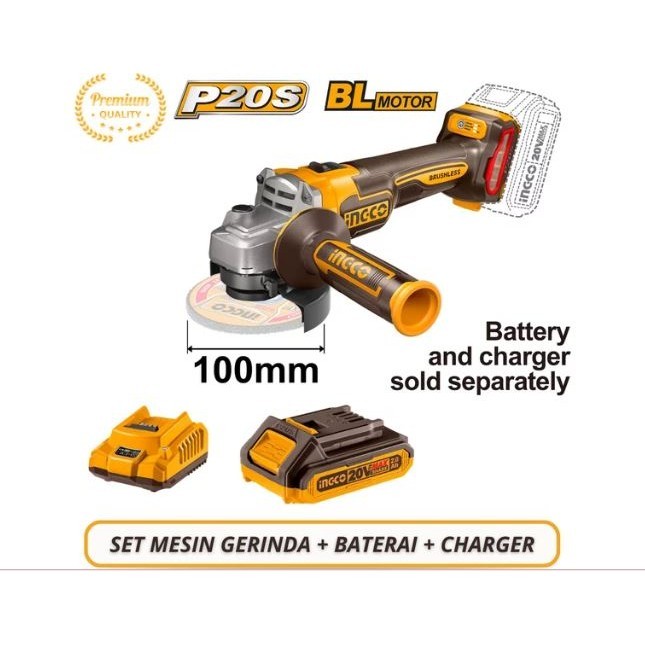 Jual Mesin Gurinda Charger Gerinda Cordless INGCO CAGLI21104GK Baterai ...