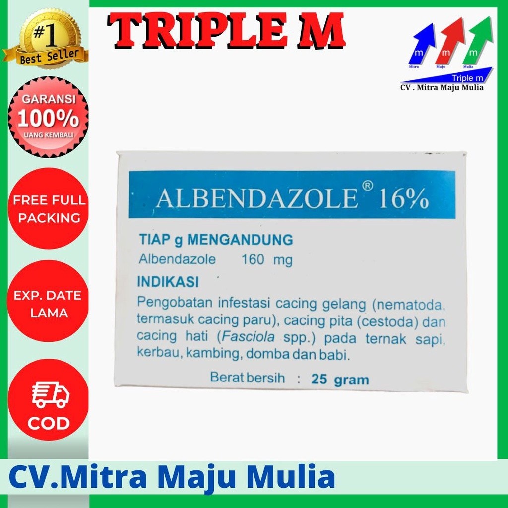 Jual ALBEN 16 25 gr - Obat Cacing Hewan Serbuk Albendazol | Shopee ...