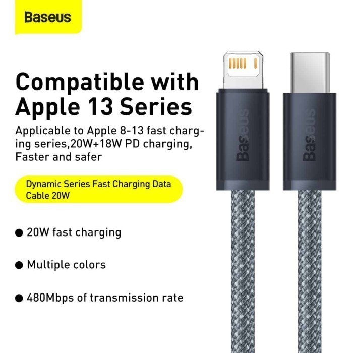 Jual BASEUS Type-C to IP iPhone Kabel 20W 2m Cable DataDynamic Fast ...