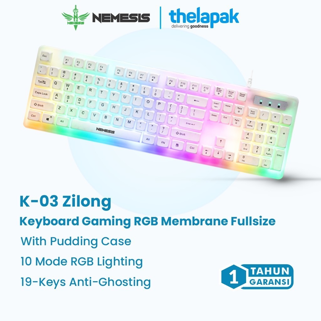 Jual Keyboard Gaming Membrane Fullsize NYK Nemesis K-03 Zilong RGB ...