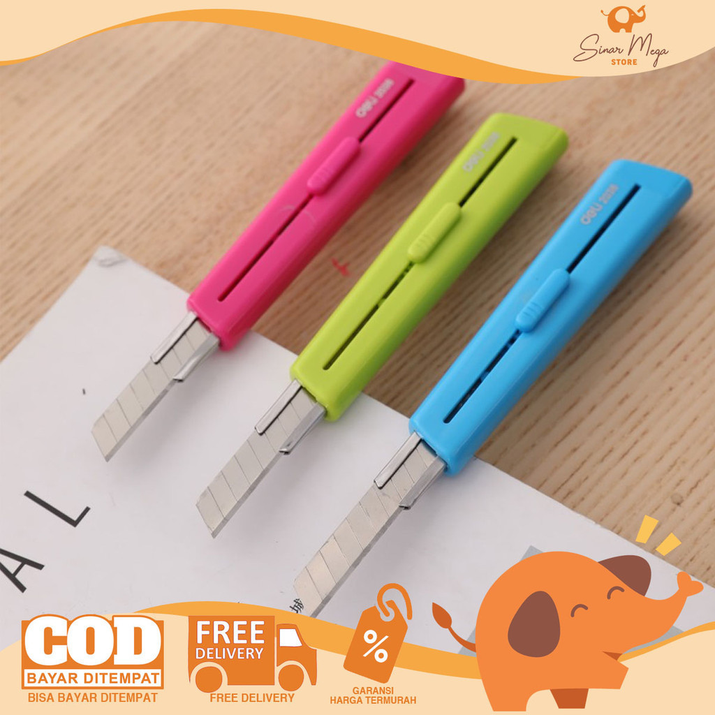 Jual Deli Cutter 2038 Alat Potong / Pisau Kater Baja Kunci Otomatis ...