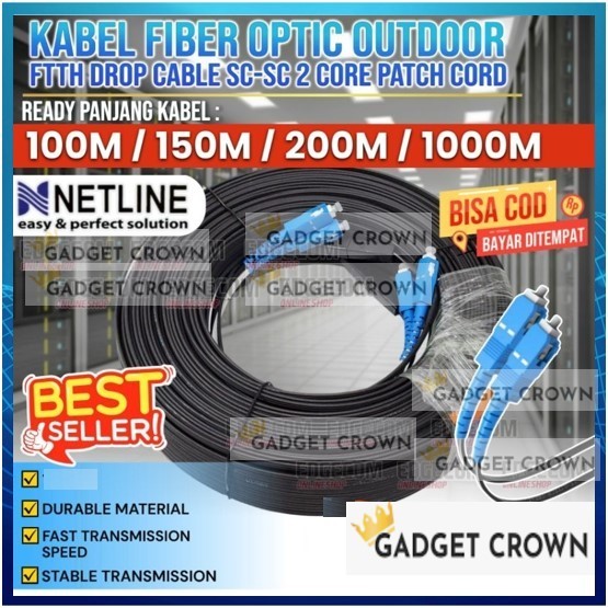 Jual NETLINE KABEL FIBER OPTIC 2 CORE FO FTTH OUTDOOR 50 , 60 , 75 , 80 ...