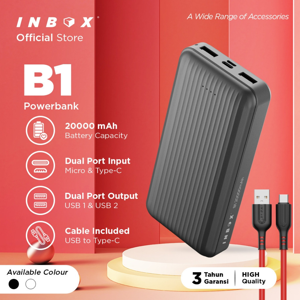 Jual Inbox B1 Powerbank 20000mAh Dual Output USB Port Dual Input Micro ...