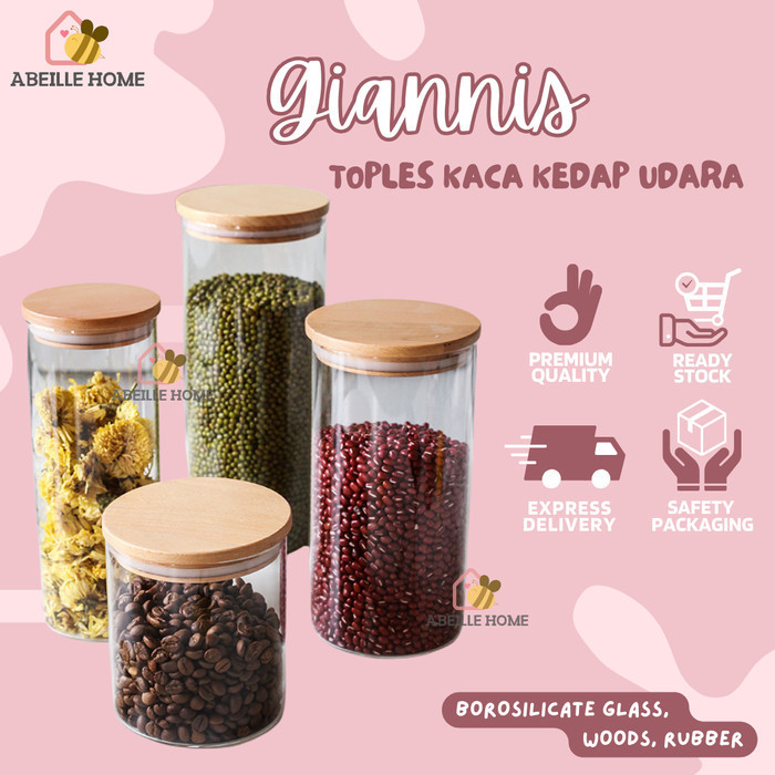 Jual Toples GIANNIS Kaca Bulat Makanan Kue Tutup Kayu Food Storage ...