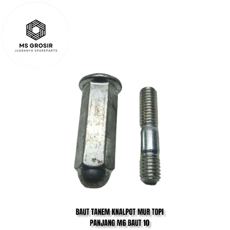 Jual Baut knalpot mur topi panjang m6 baut mur kunci 10 baut kenalpot ...