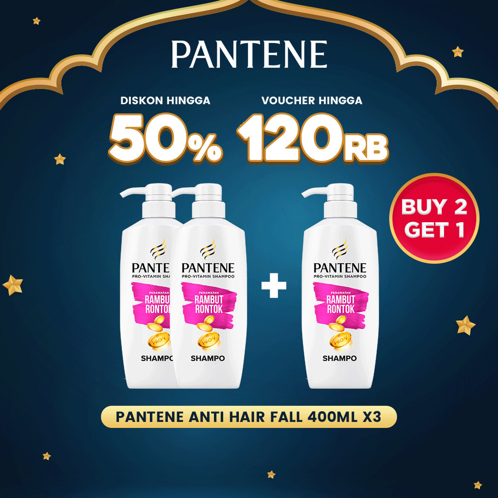 Jual Pantene Sampo Perawatan Rambut Rontok Pro-V 400ml x3 / Pantene ...