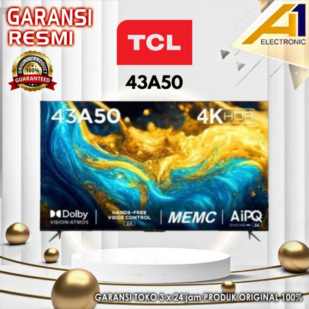 Jual TCL LED TV 43A50 Smart Google TV 43 Inch UHD 4K Dolby Atmos MEMC ...