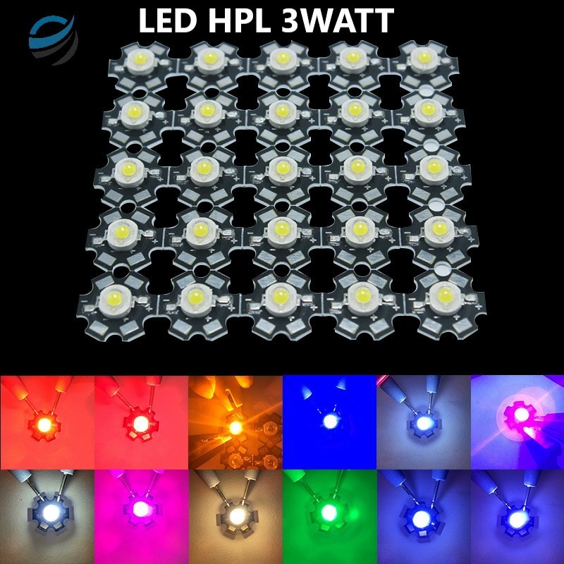 Jual led hpl 3Watt Ful spektrum putih hijau biru plus heatsink | Shopee ...