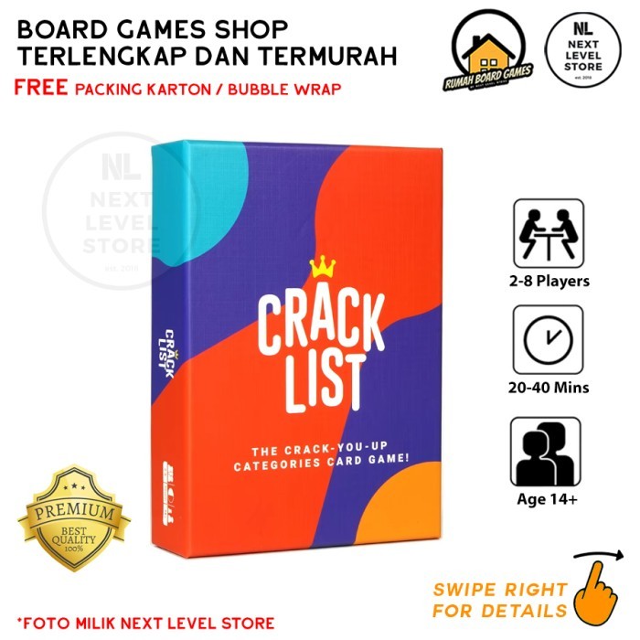 Jual Crack List Board Games Card Game Family Permainan Kartu Keluarga ...